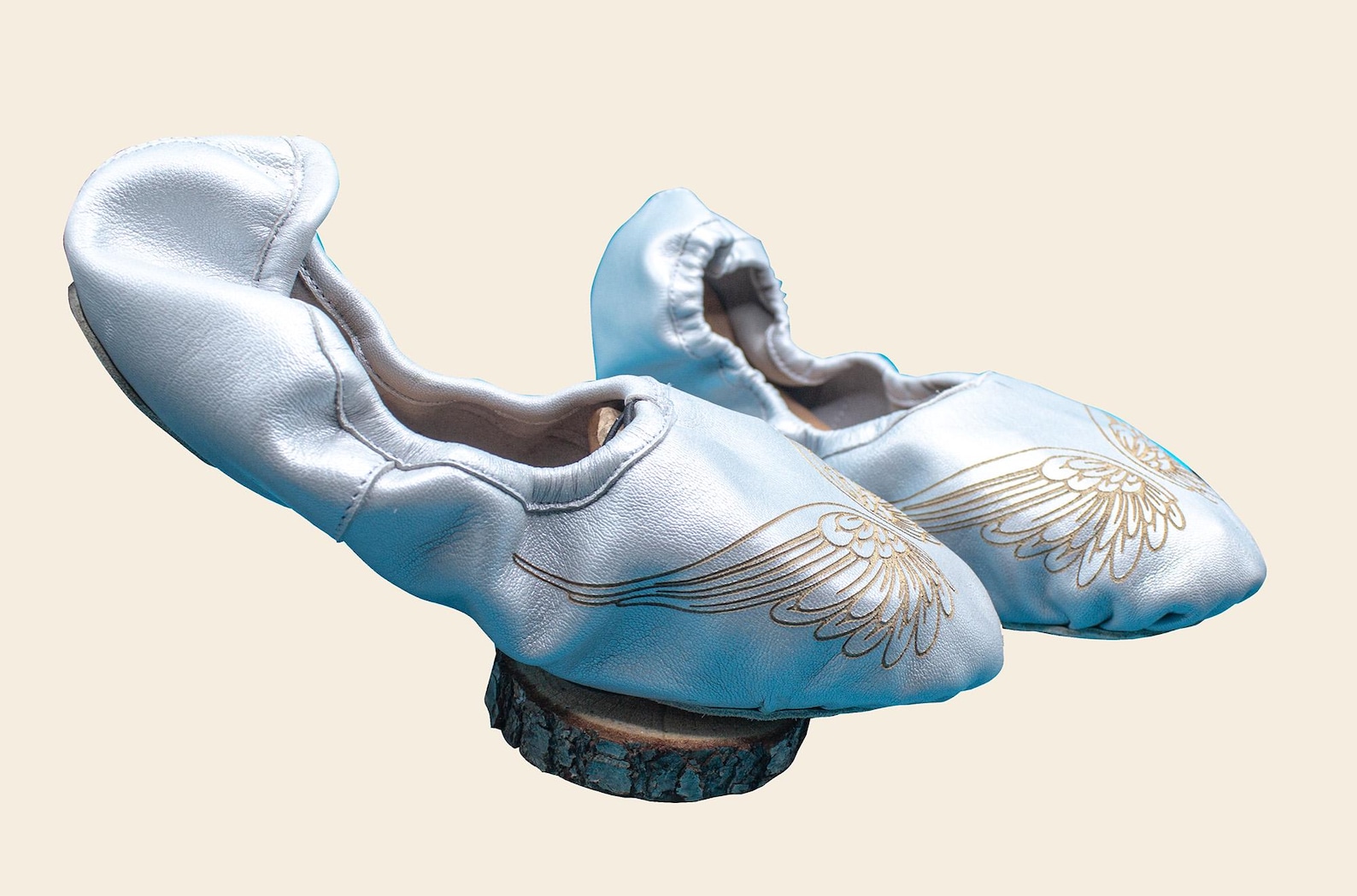 Handcrafted Leather Ballet Slippers With Elegant Wing Design – Soft and ...