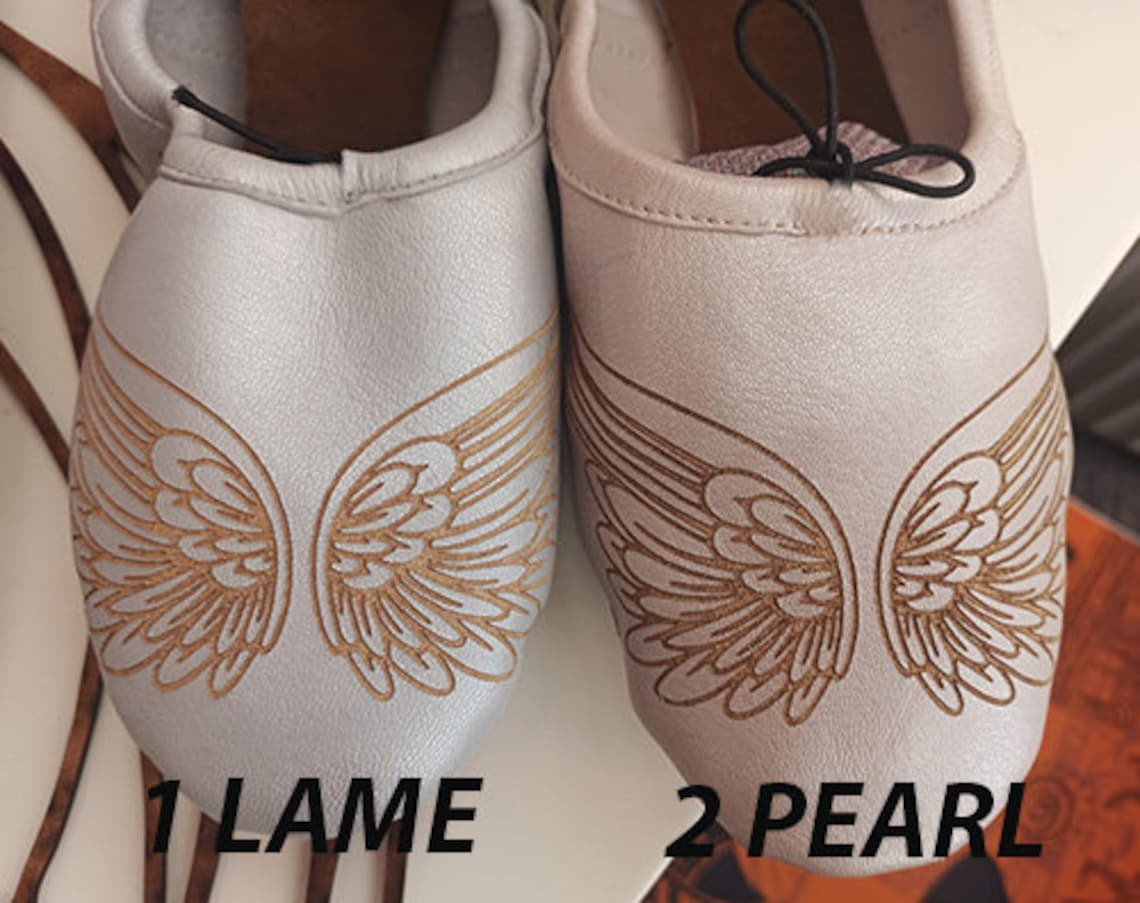 Handcrafted Leather Ballet Slippers With Elegant Wing Design – Soft and ...