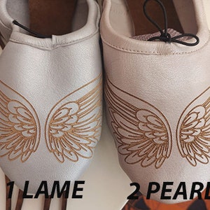 Handcrafted Leather Ballet Slippers With Elegant Wing Design – Soft and ...