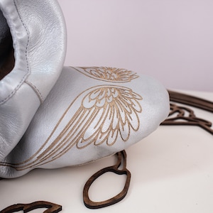 Handcrafted Leather Ballet Slippers With Elegant Wing Design – Soft and ...