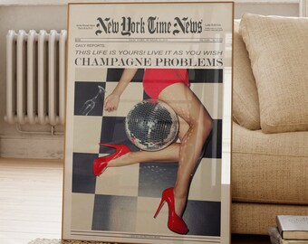 Champagne Problems Poster, Champagne Wall Art, Black and White ...