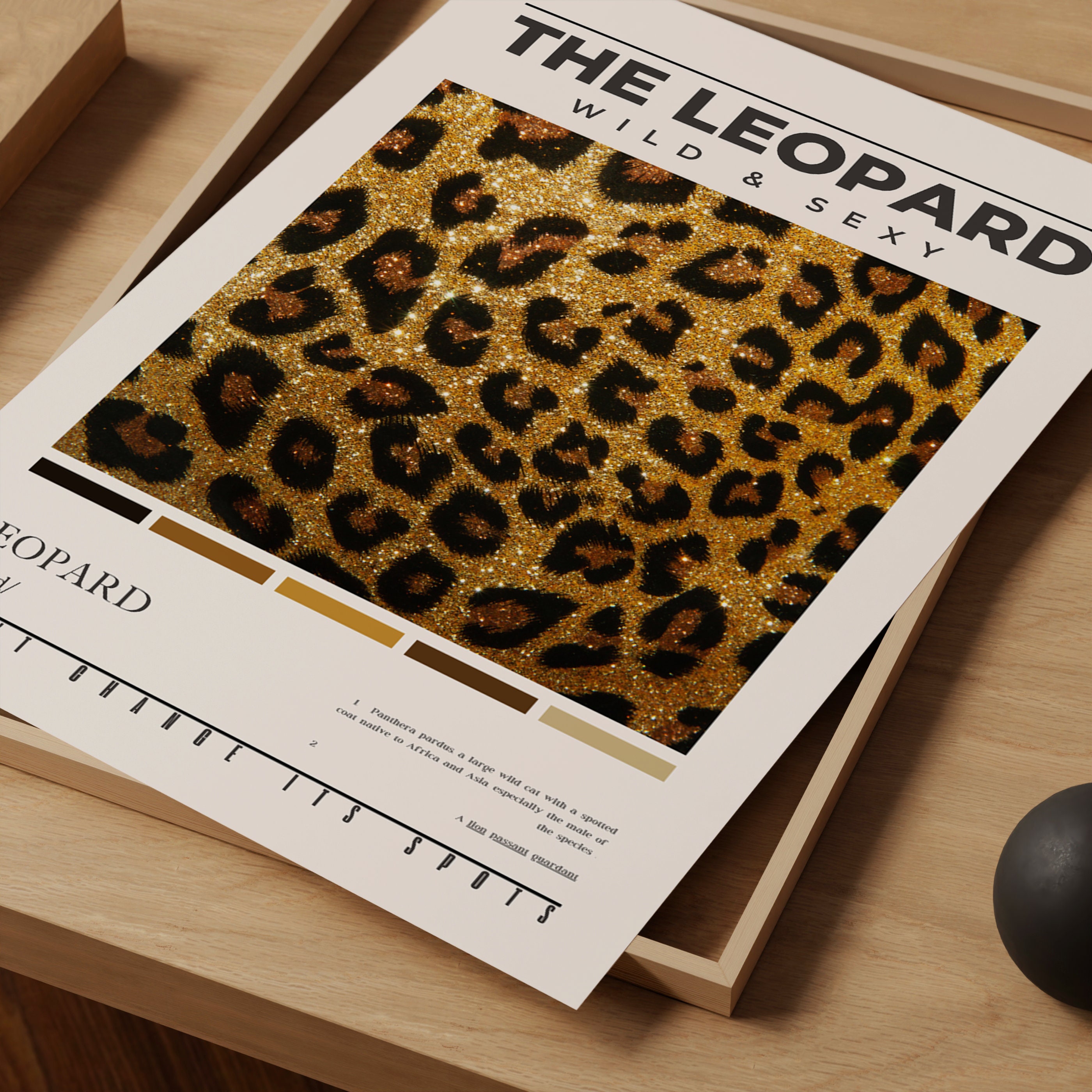 Leopard Wall Art, Shiny Leopard Pattern Print, Preppy Typography Above ...