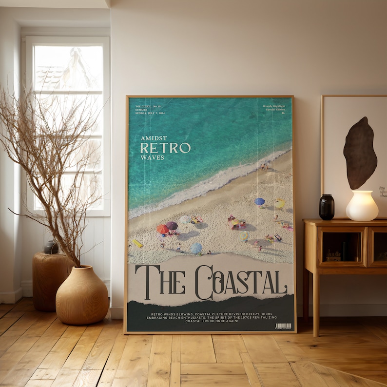 Retro Coastal Beach Magazine Cover Art Print (digital Download) - Etsy