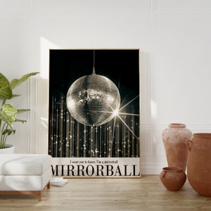 Mirrorball Print, Mirrorball Poster, Disco Ball Wall Art, Preppy Trendy ...