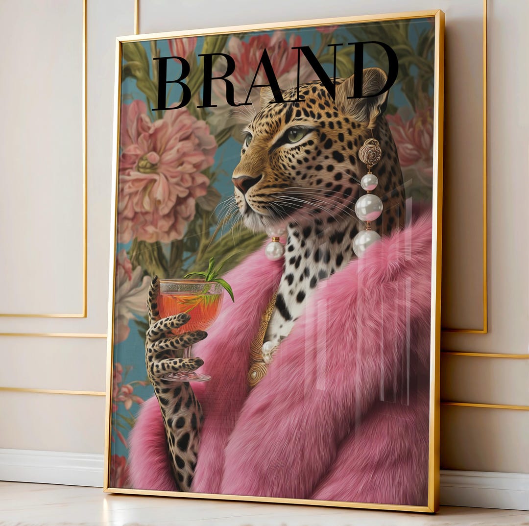 Personalized Pink Leopard Magazine Cover Art Print: Custom Dorm Decor ...