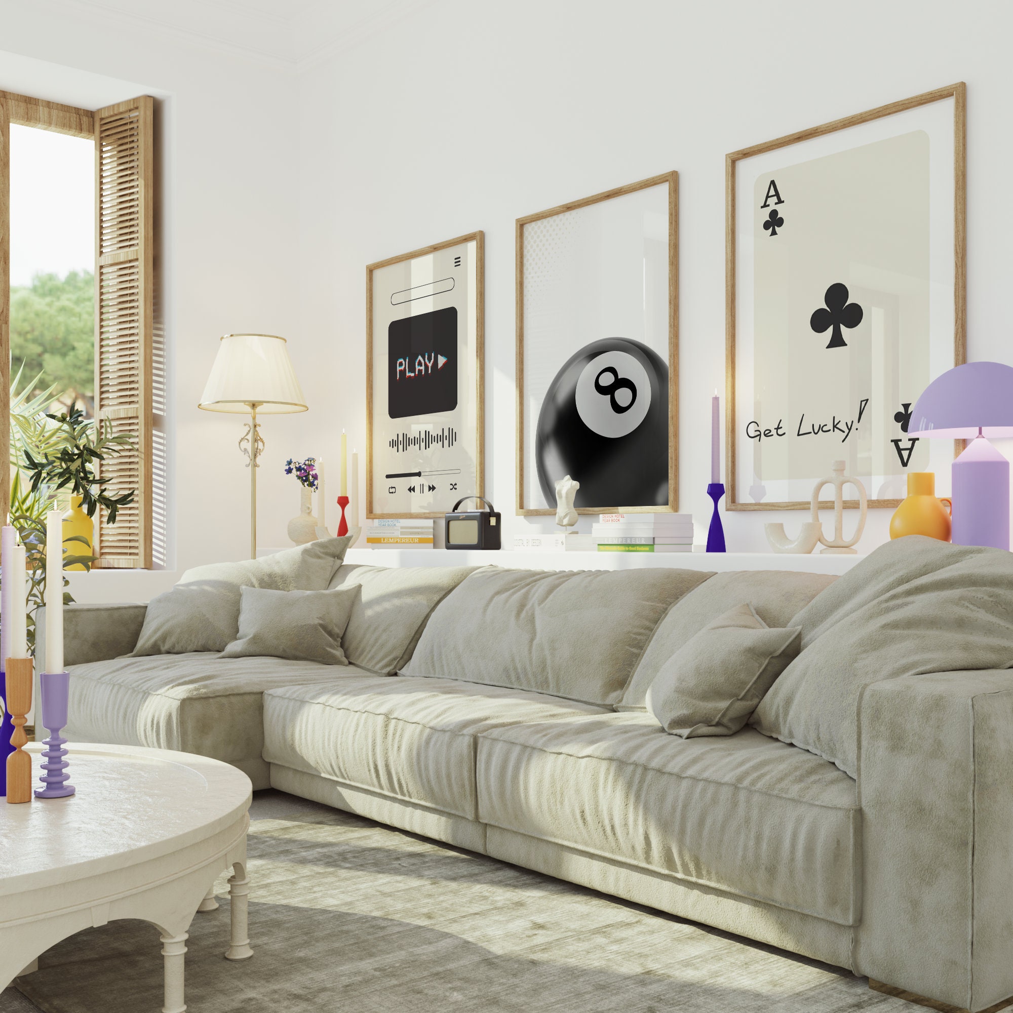Retro Eight Ball Ace Card Print, Modern Apartment Decor (digital ...