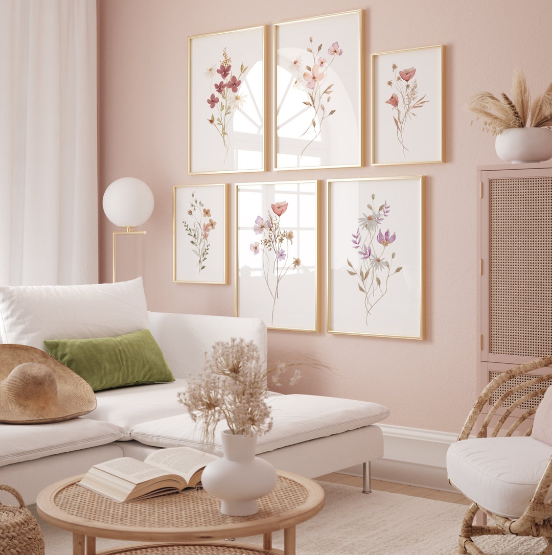 Boho Watercolor Wildflower Gallery Wall Art Set (digital Download) - Etsy