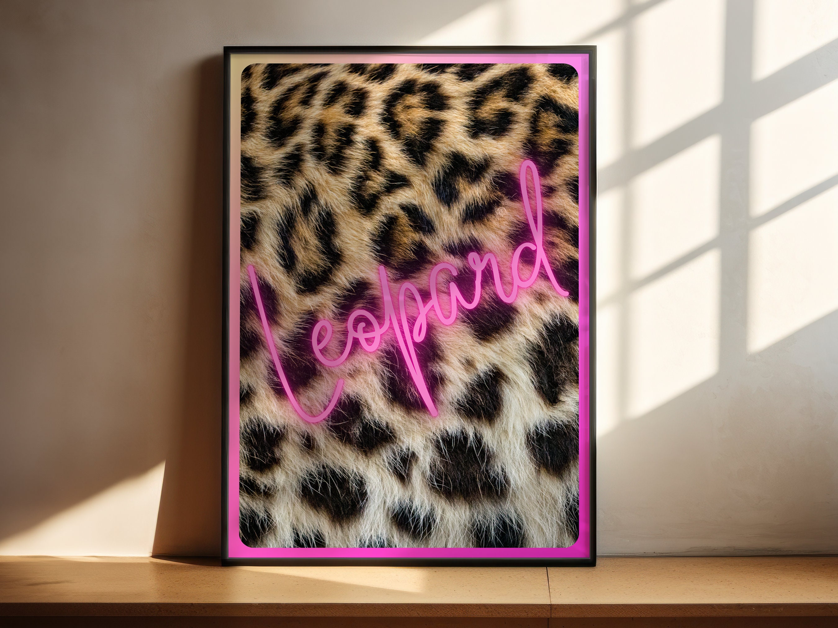 Neon Pink Leopard Print: Trendy Preppy Wall Art (digital Download) - Etsy
