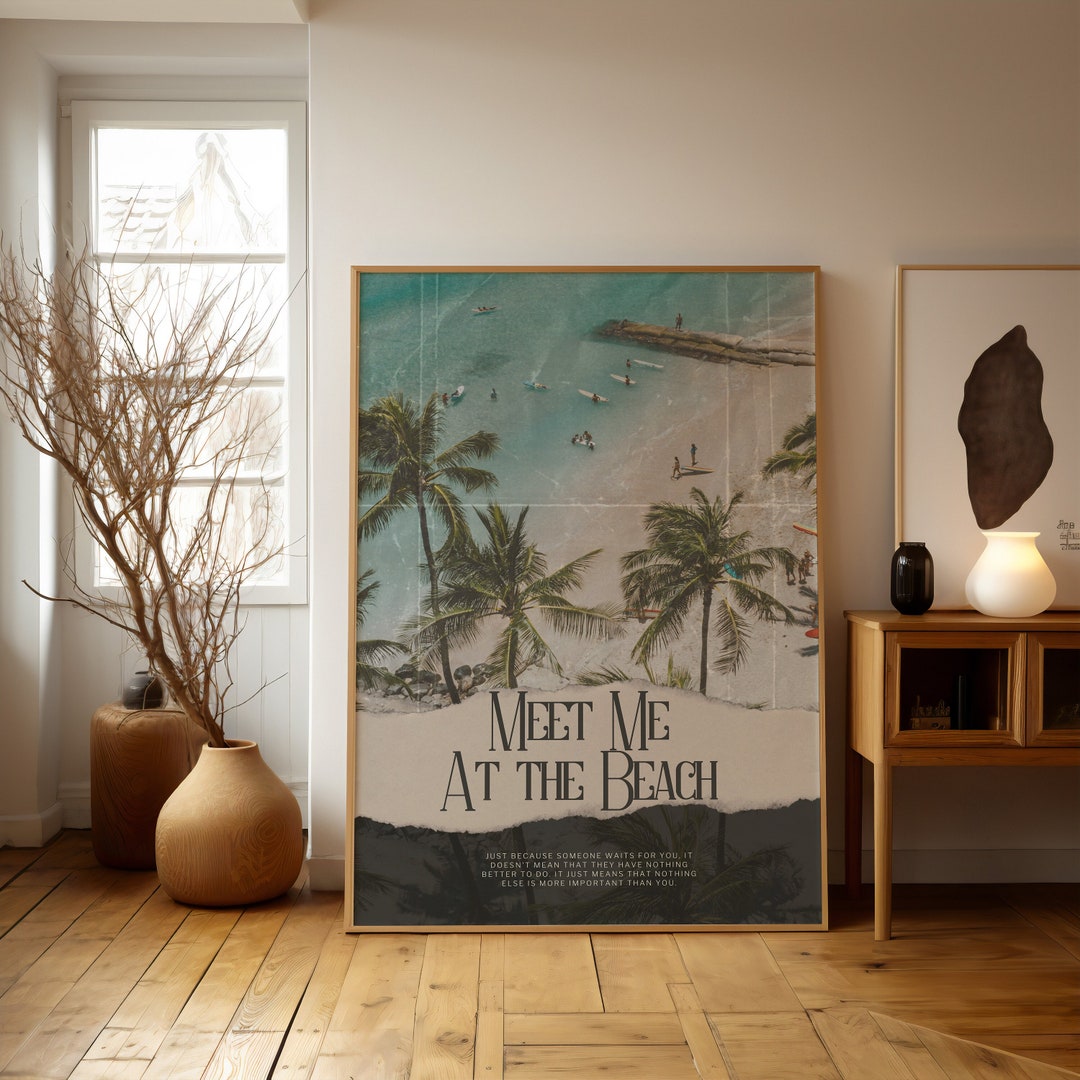 Retro Beach Palm Print: Coastal Wall Art (digital Download) - Etsy