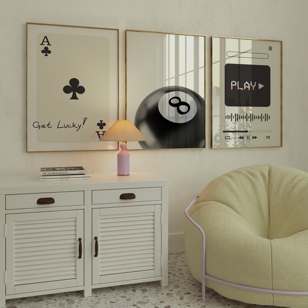 Retro Eight Ball Ace Card Print, Modern Apartment Decor (digital ...