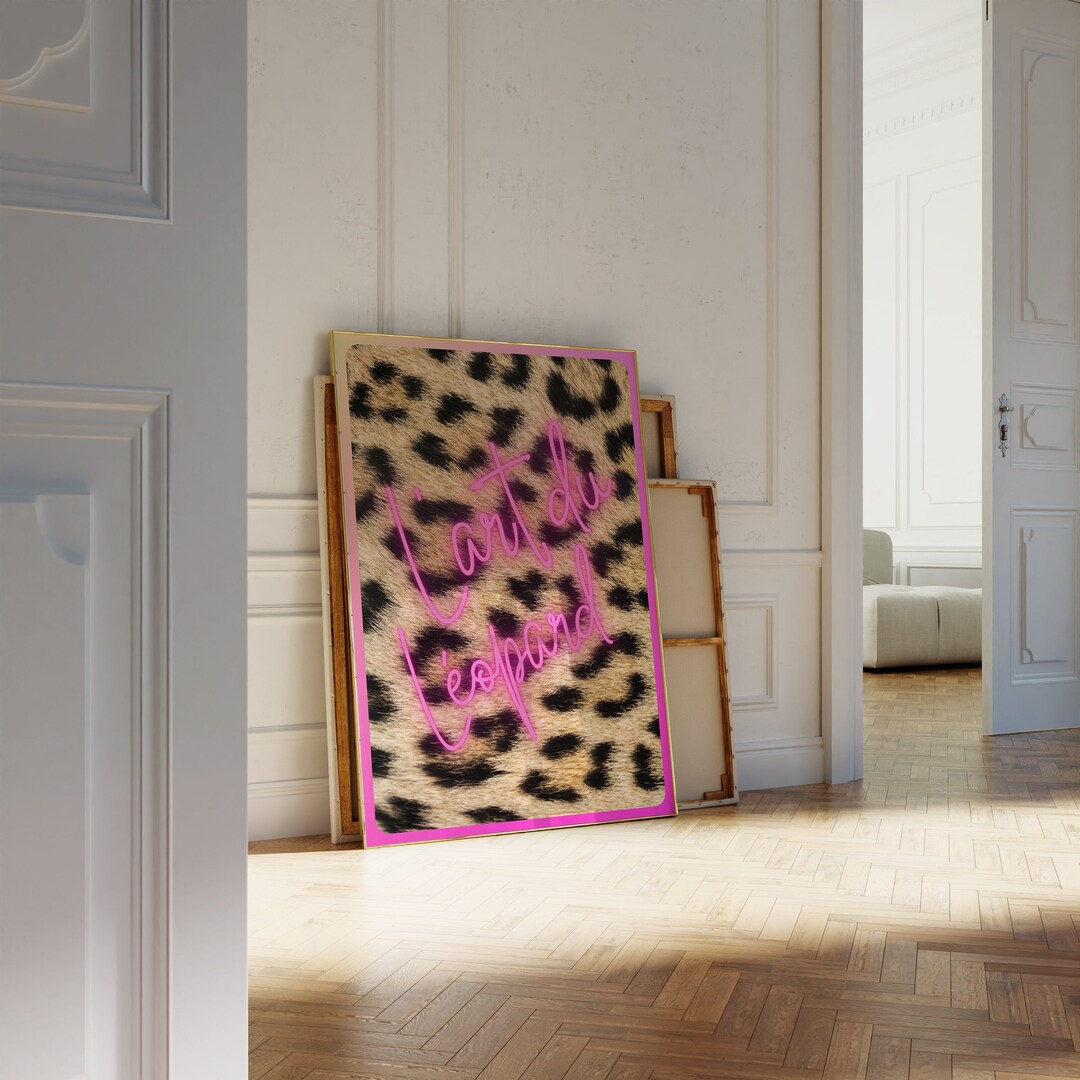 Neon Pink Leopard Print, Trendy Girl Room Wall Art (digital Download ...