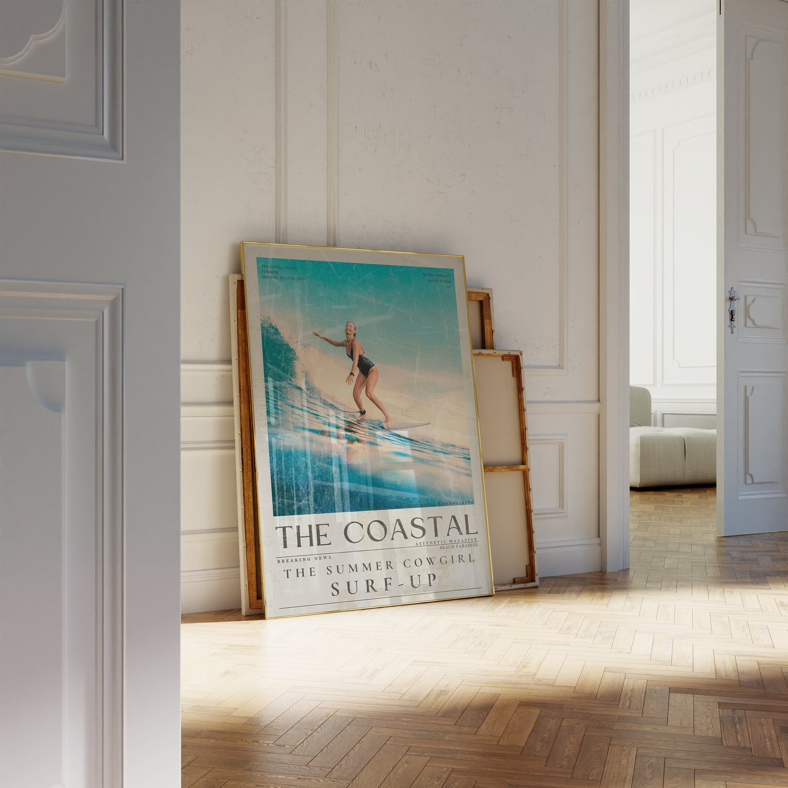 Vintage 70s Surf Cowgirl Print: Coastal Beach Magazine Art (digital ...