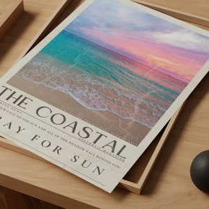 Coastal Beach Print: Vintage Newspaper Style, Pray for Sun (digital ...