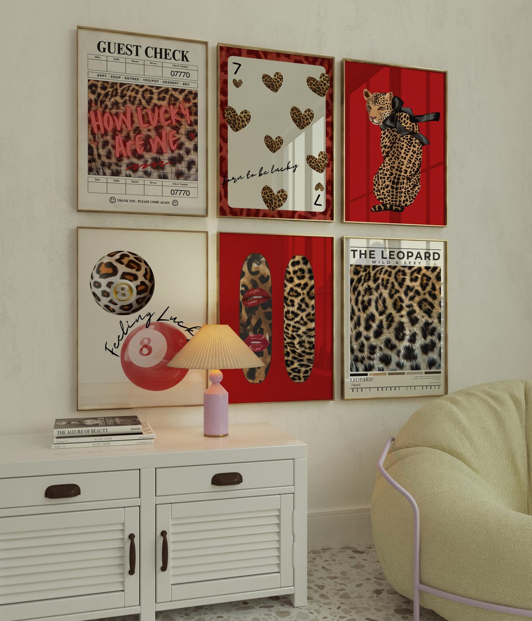 Leopard Print Wall Art Set: Red Cheetah Dorm Decor (digital Download ...
