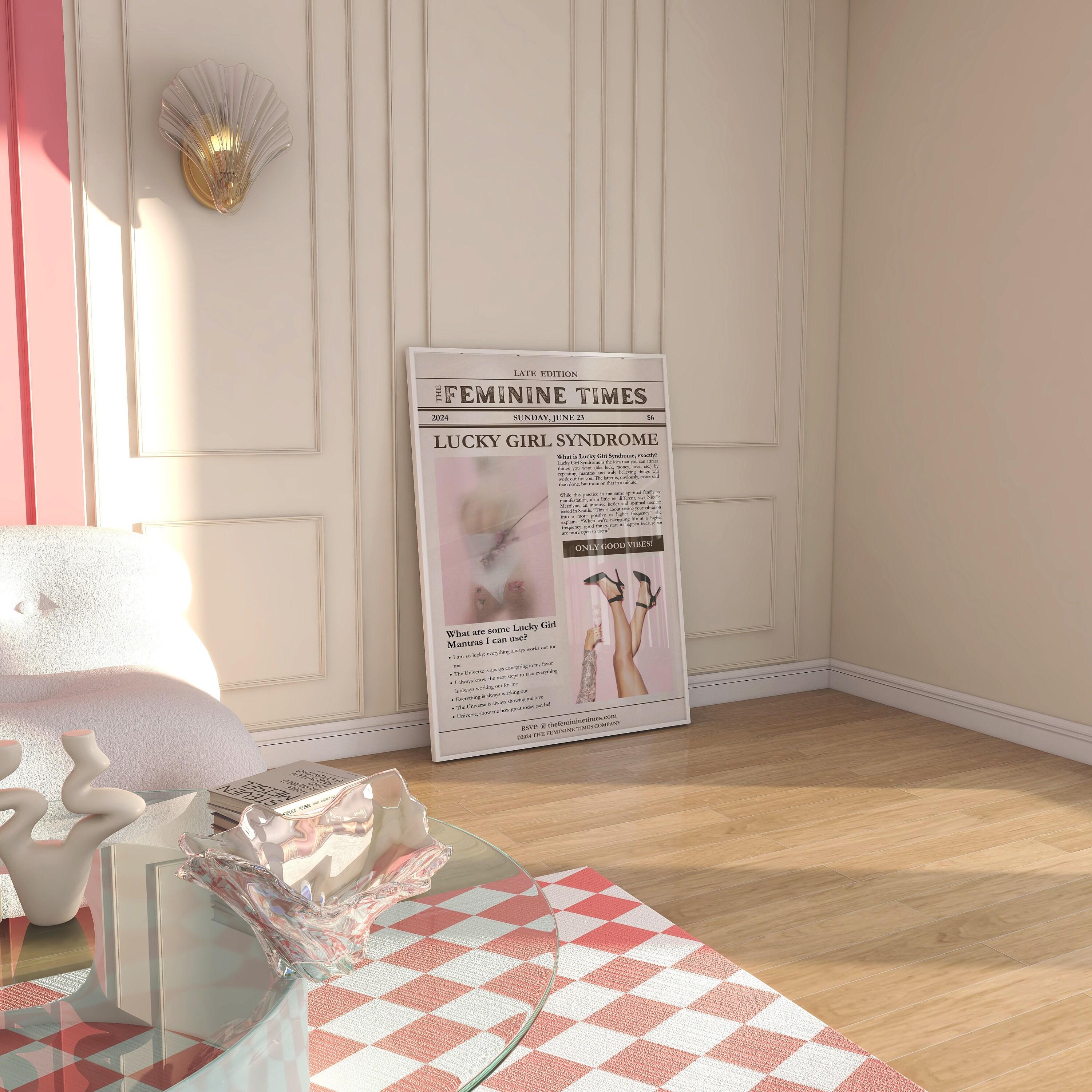 Preppy Newspaper Print, Lucky Girl Syndrome Poster, Wall Art Print ...