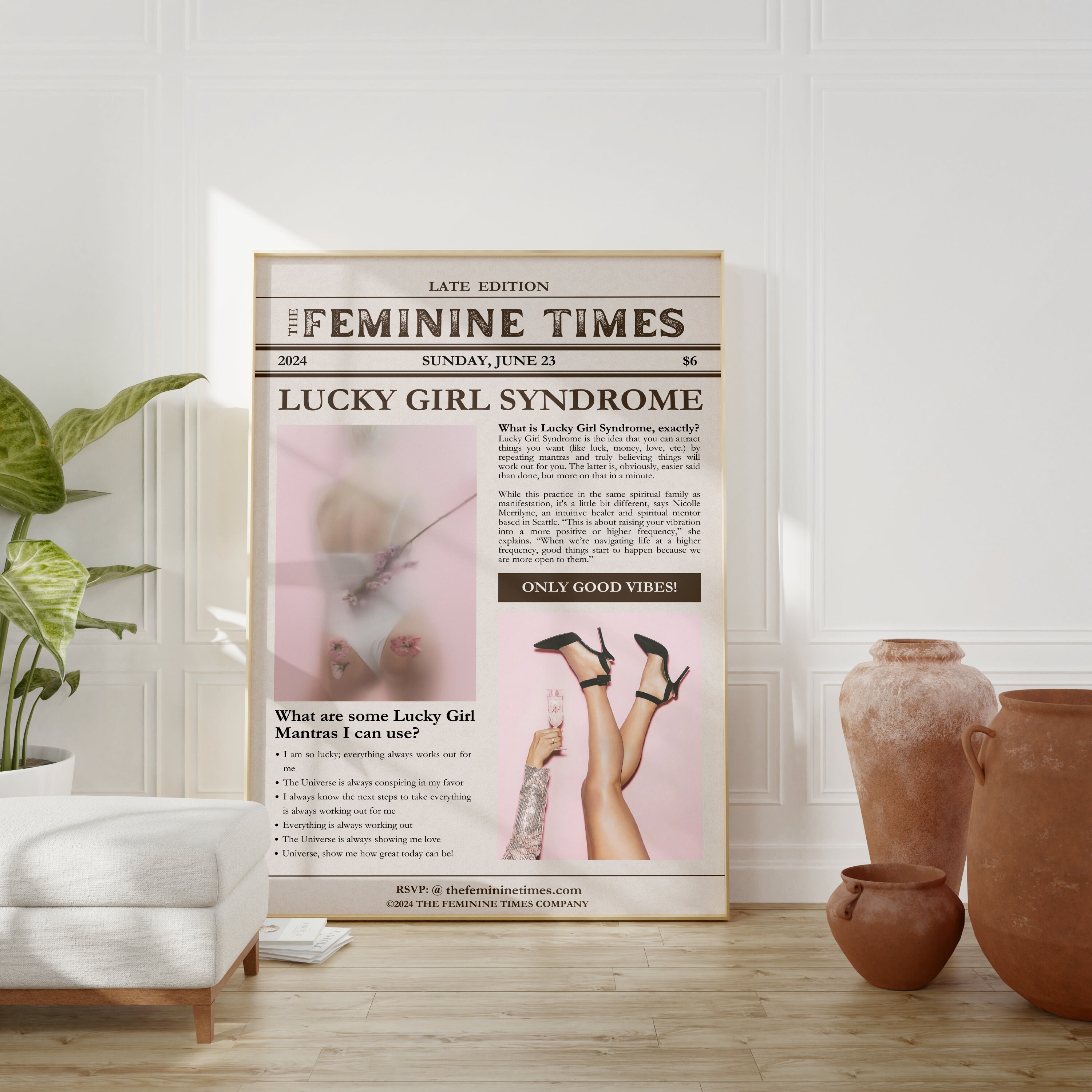 Preppy Newspaper Print, Lucky Girl Syndrome Poster, Wall Art Print ...