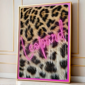 Neon Pink Leopard Print: Trendy Preppy Wall Art (digital Download) - Etsy