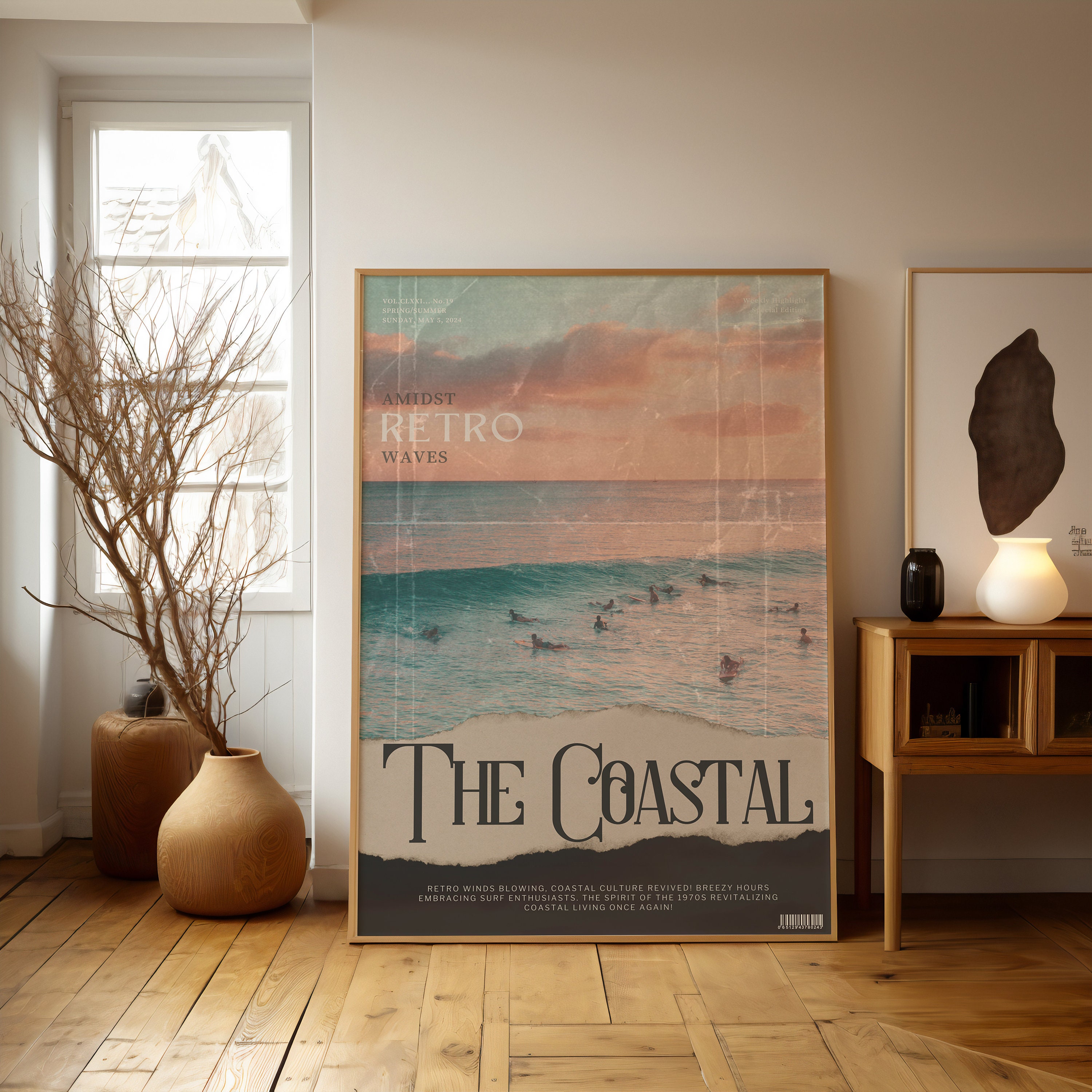 Retro Coastal Life Surf Magazine Print Coastal Surf up Wall Art, Ocean ...
