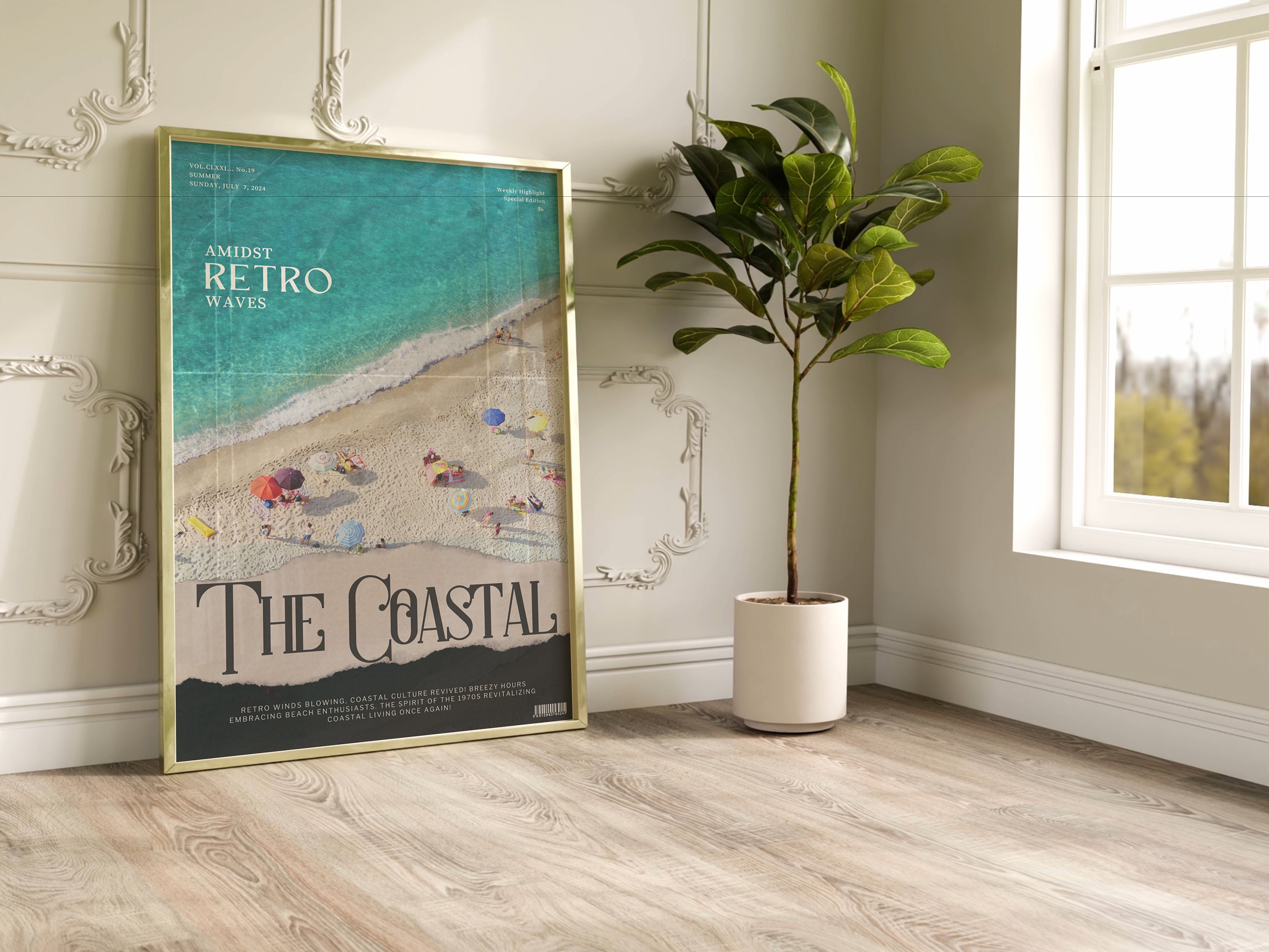Retro Coastal Beach Magazine Cover Art Print (digital Download) - Etsy