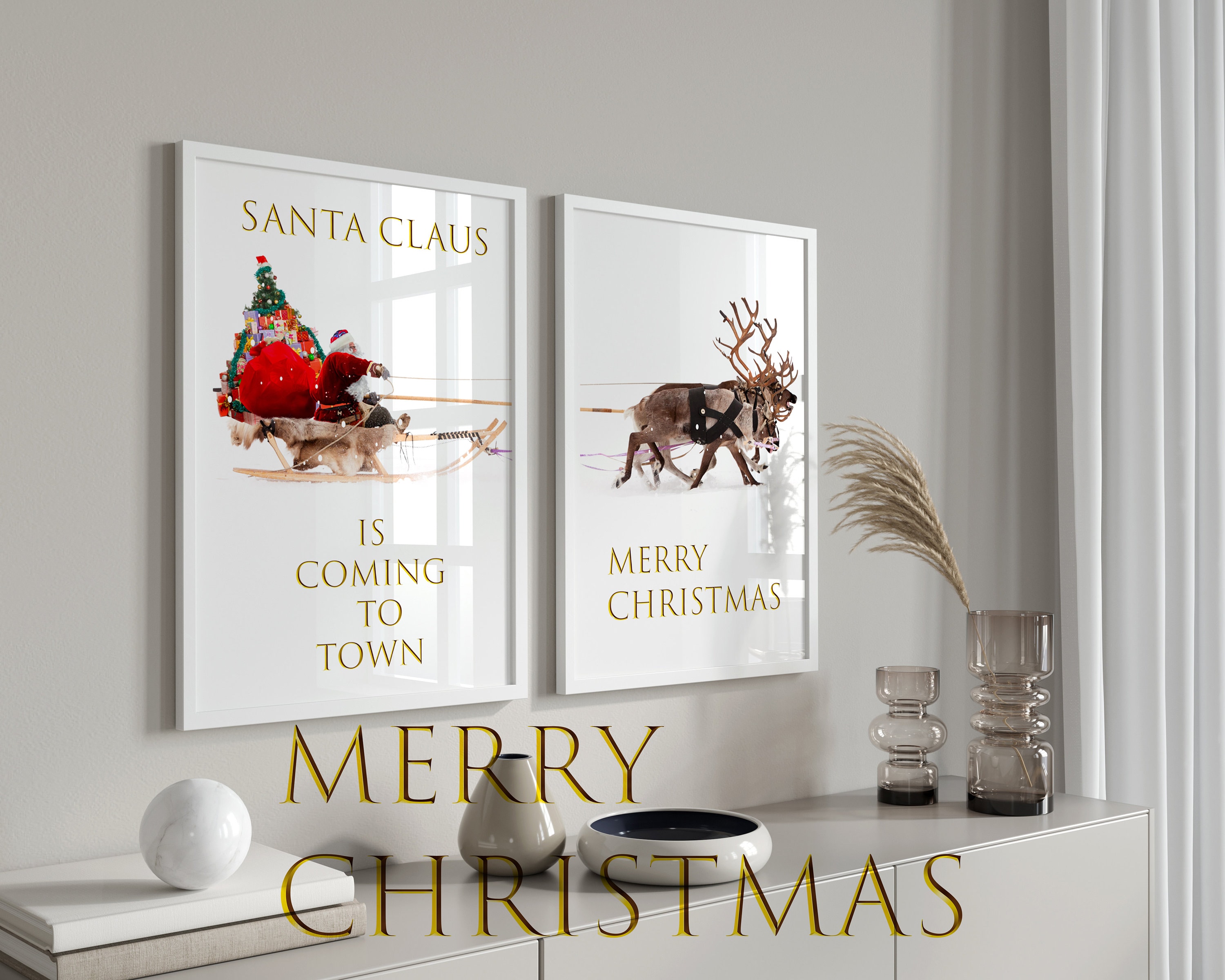Christmas Santa Claus Sleight Posters Christmas Wall Art - Etsy