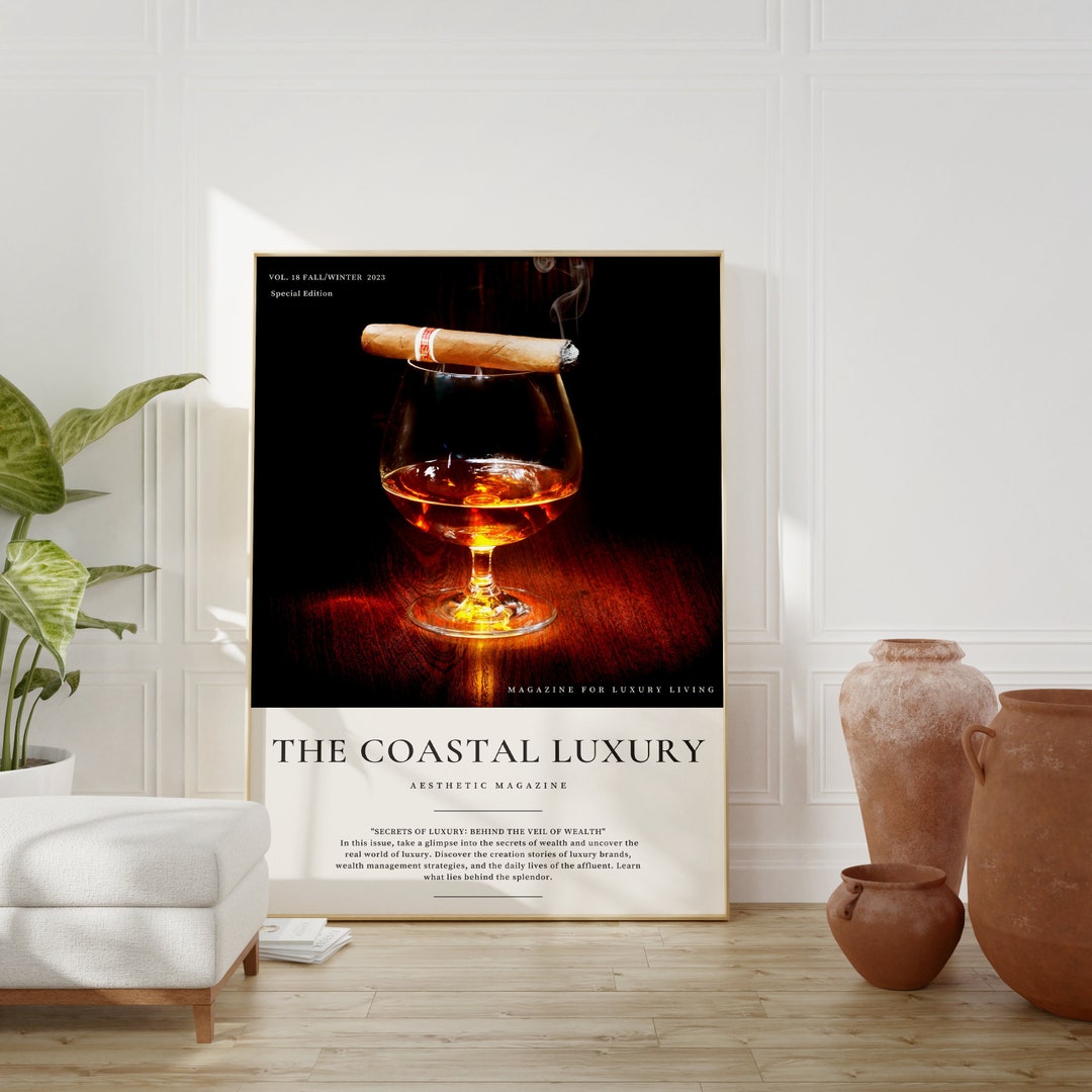 Luxury Magazine Cover Poster, Drinks Wall Art Print, Trendy Newspaper ...