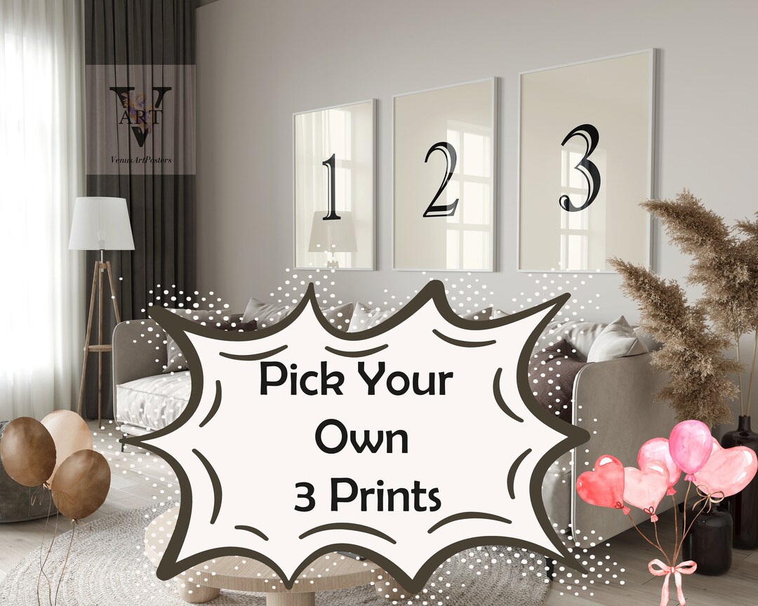 Custom Gallery Wall: Pick Any 3 Digital Art Prints (digital Download ...