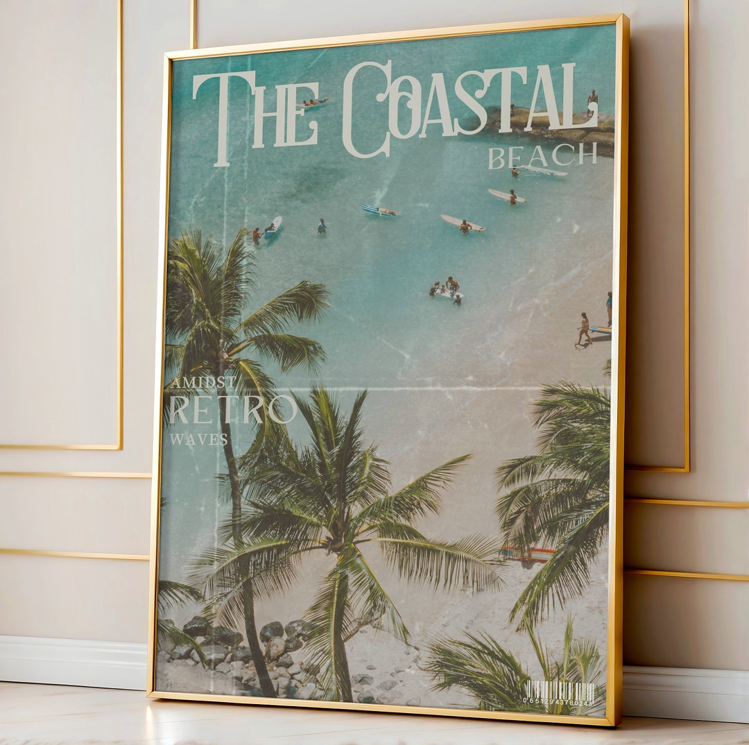 Retro Coastal Beach Magazine Art Print: Summer Decor (digital Download ...
