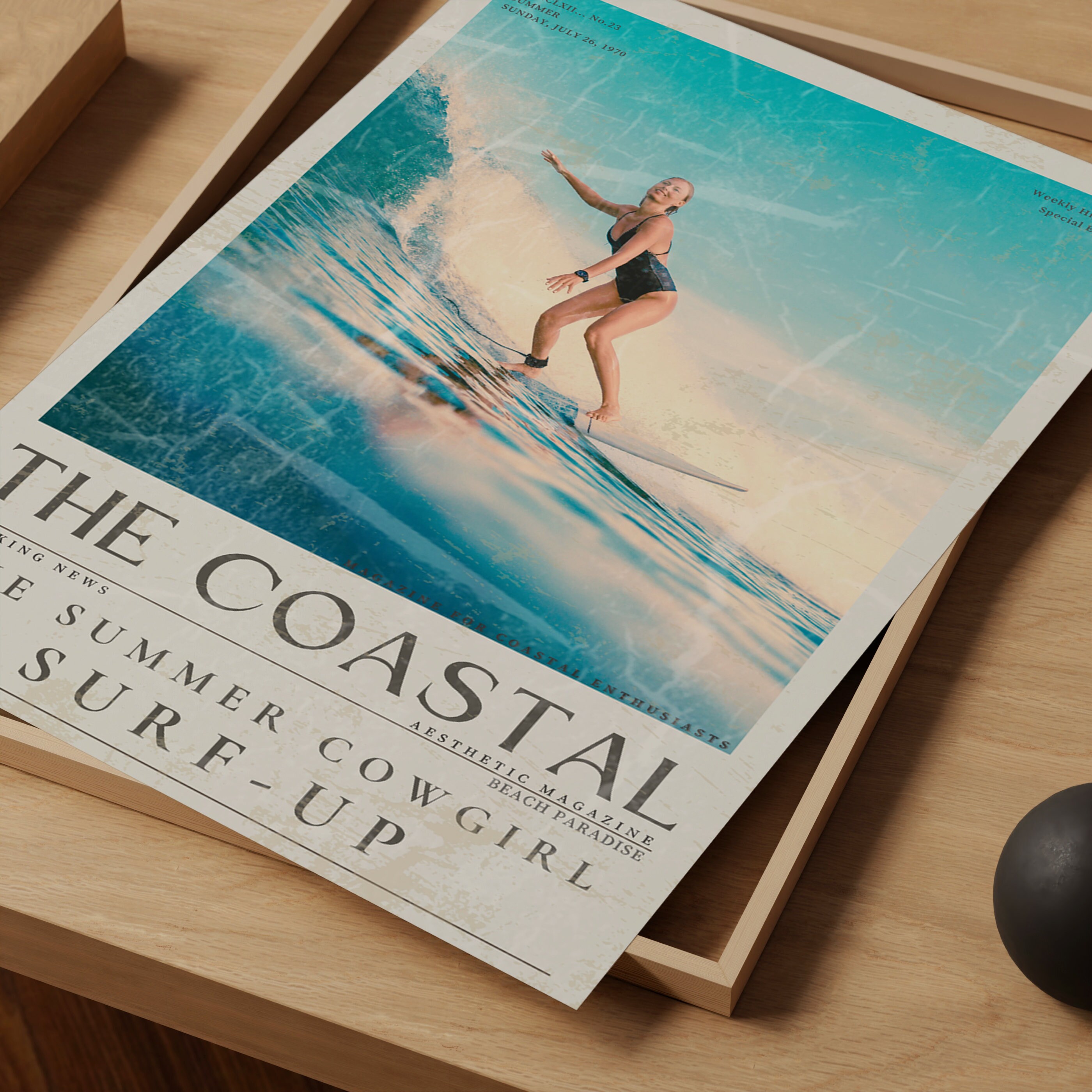 Vintage 70s Surf Cowgirl Print: Coastal Beach Magazine Art (digital ...
