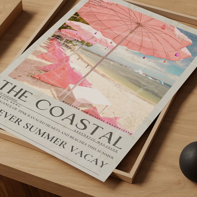 Coastal Life Newspaper Print, Chic Beach Poster, Vintage Beachy ...
