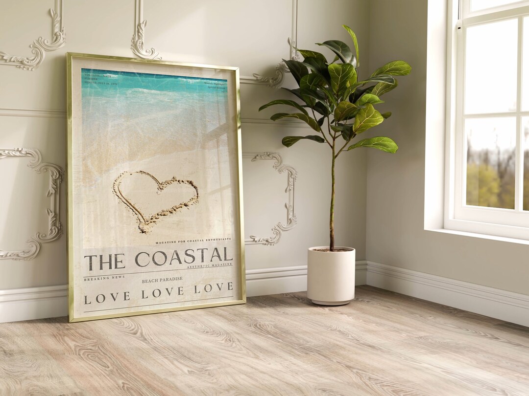 The Coastal Art Newspaper Wall Art, Chic Beach Poster, Vintage Beachy ...
