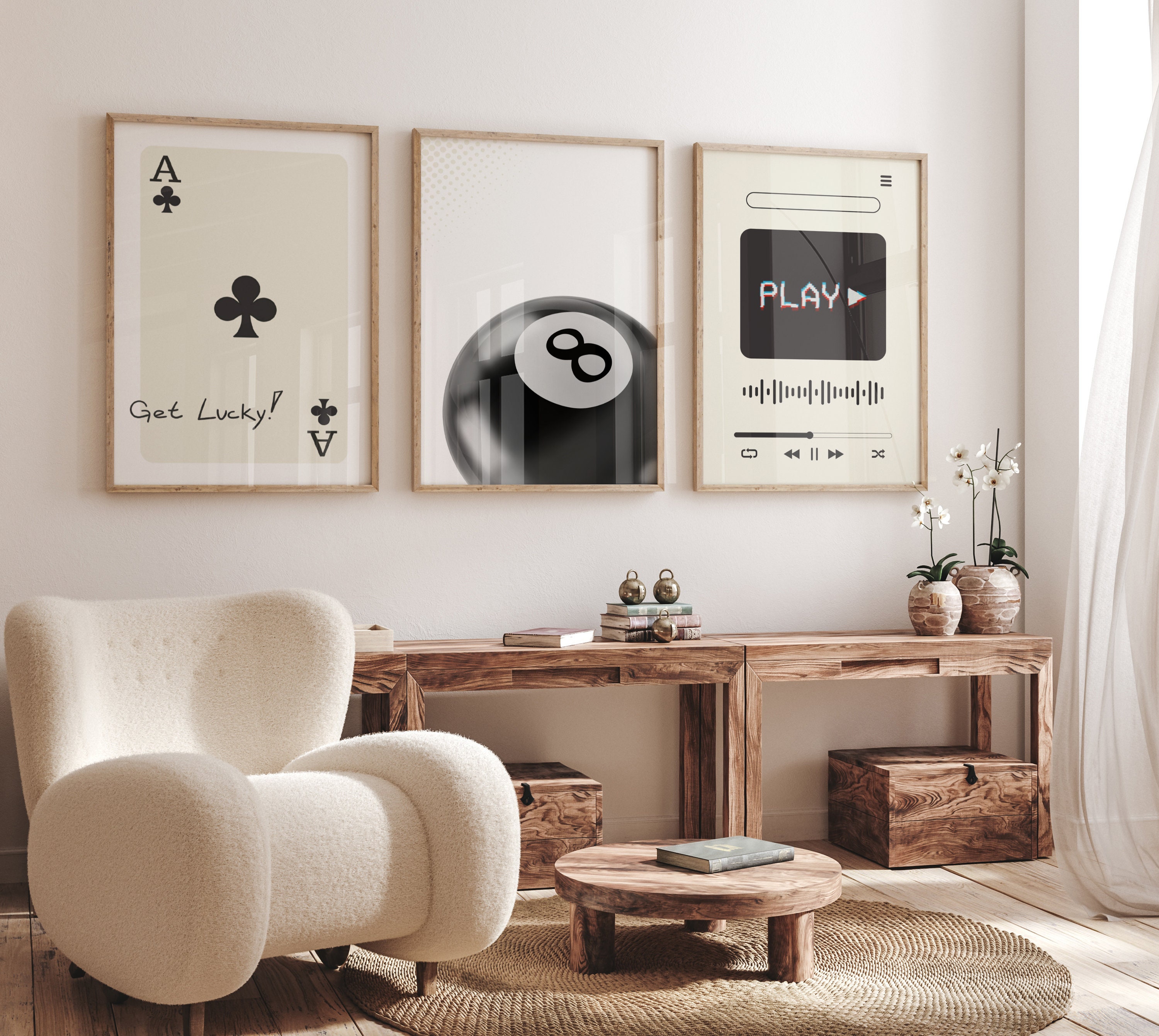 Retro Eight Ball Ace Card Print, Modern Apartment Decor (digital ...