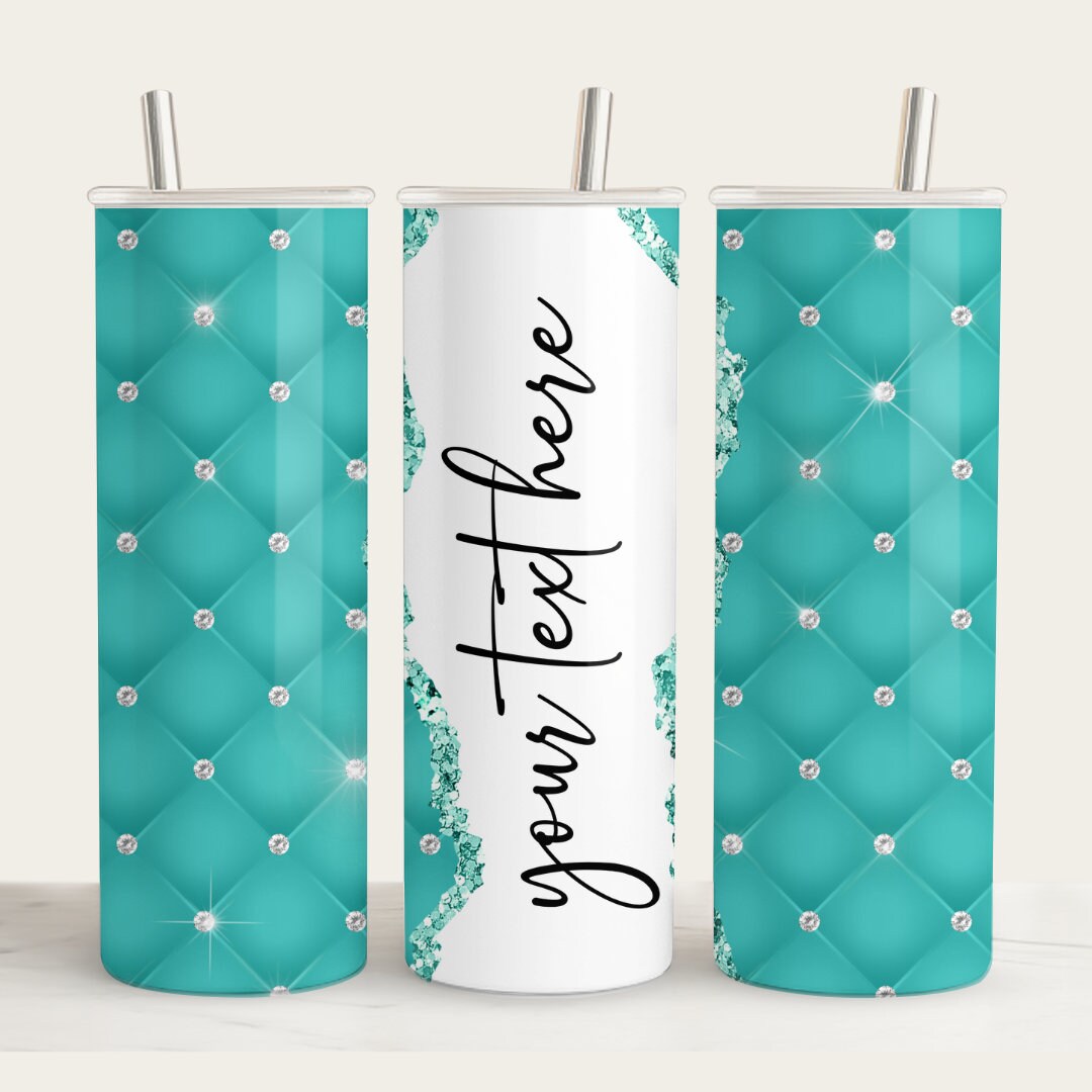 Turquoise Blue Glam Custom Tumbler Template Wrap / Sublimation ...