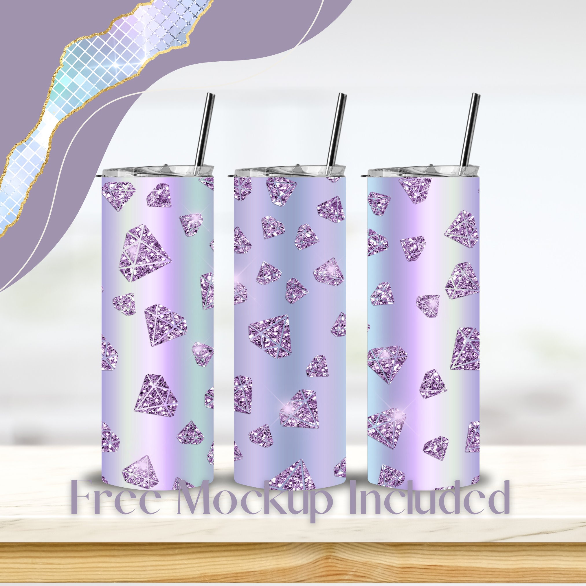 Ombré Purple Diamond Tumbler Wrap/diamond Sublimation/diamond Png/boss ...