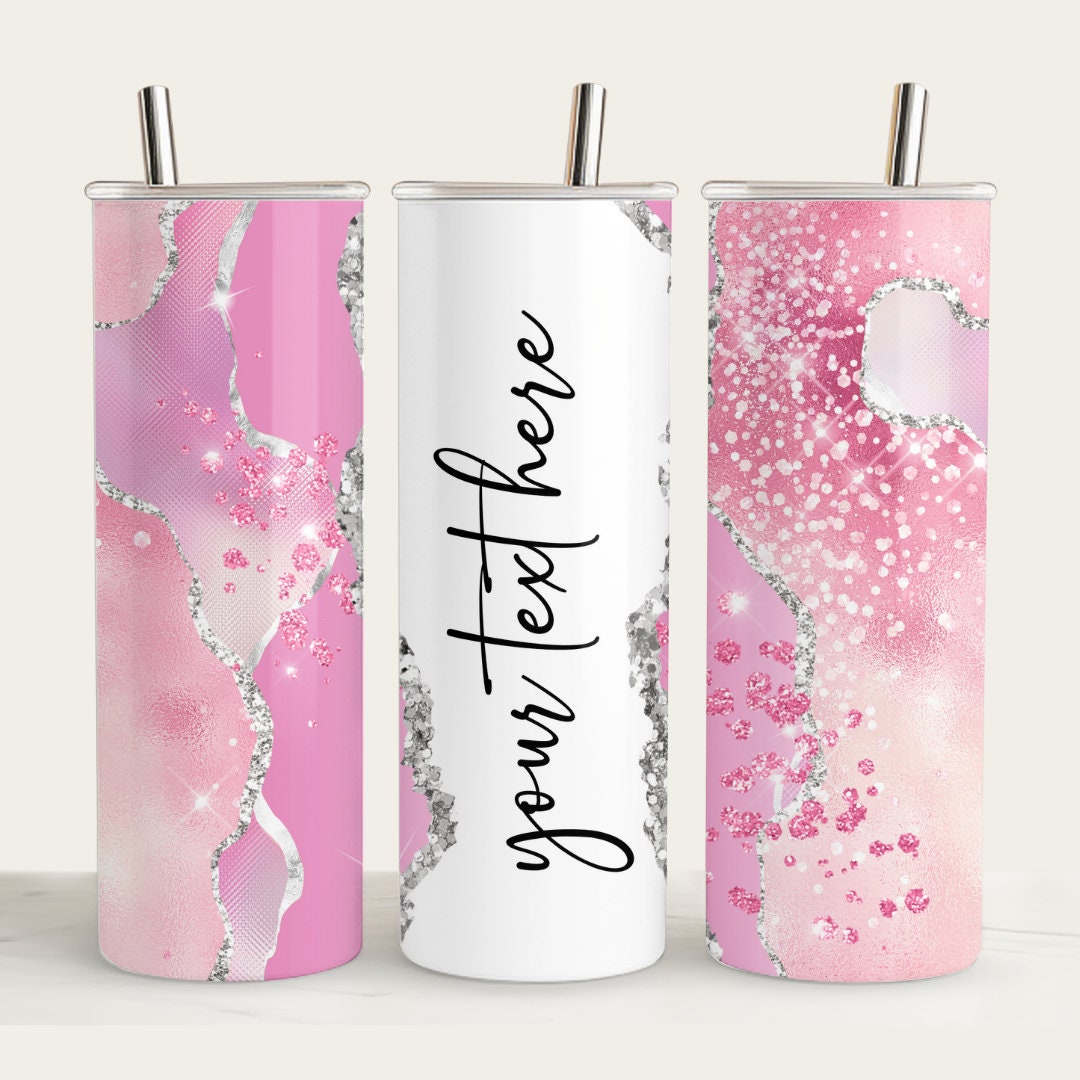 Pink Agate Glitter Glam Tumbler Template Wrap/glitter Sublimation ...