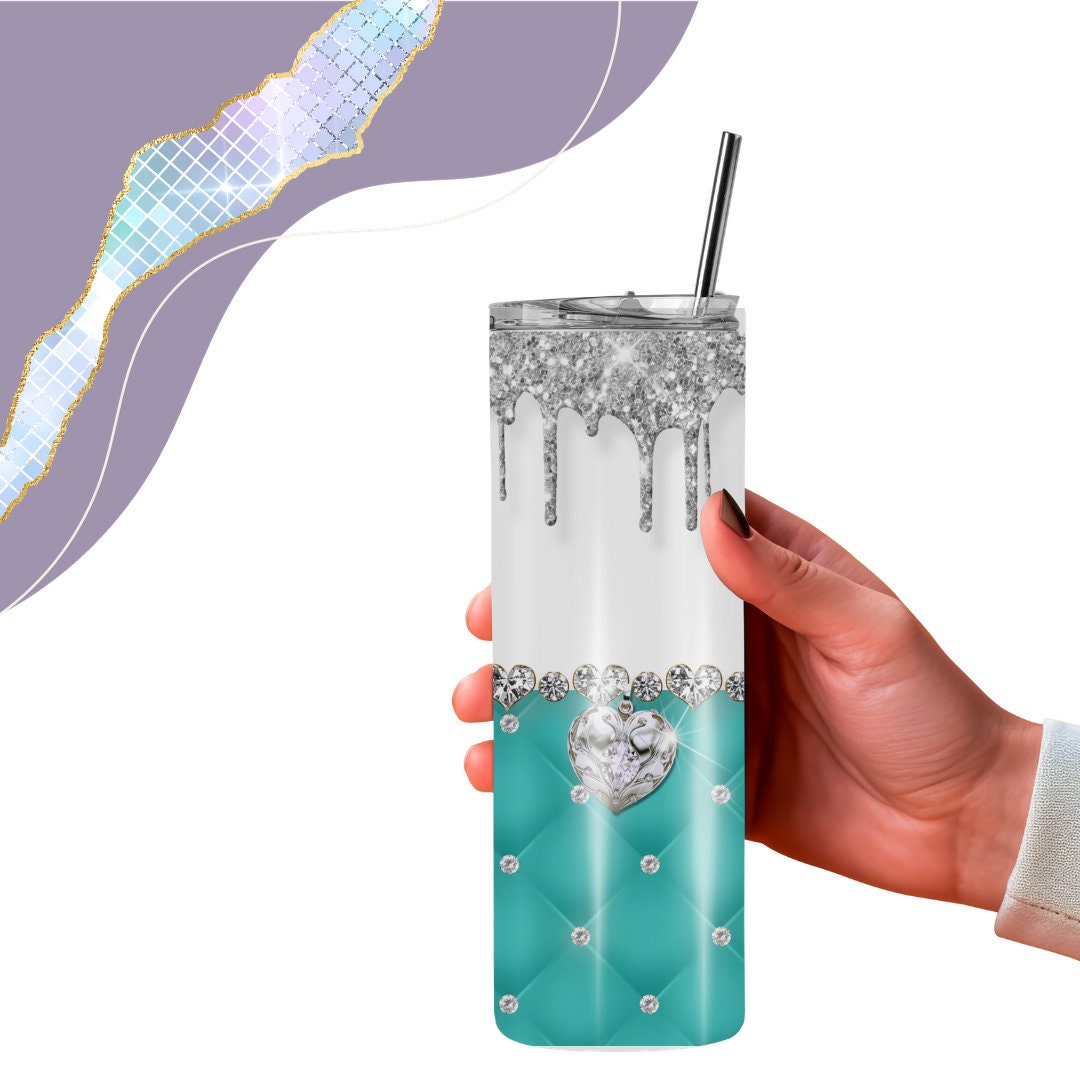 Turquoise Glam Tumbler Template: 3D Seamless Design (PNG) - Etsy