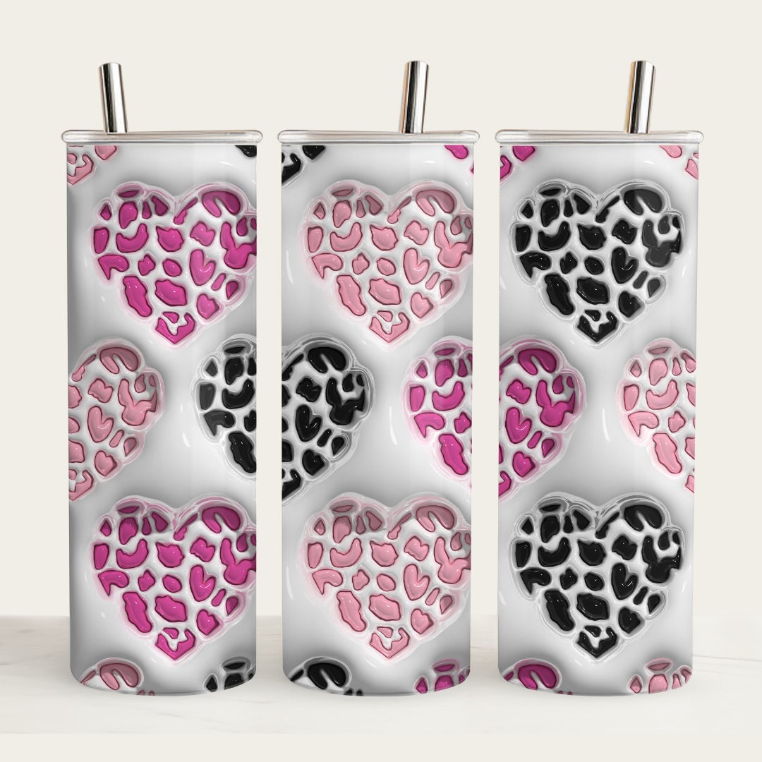3D Puff Inflated Tumbler Wrap / Hearts Sublimation / Straight 20oz ...