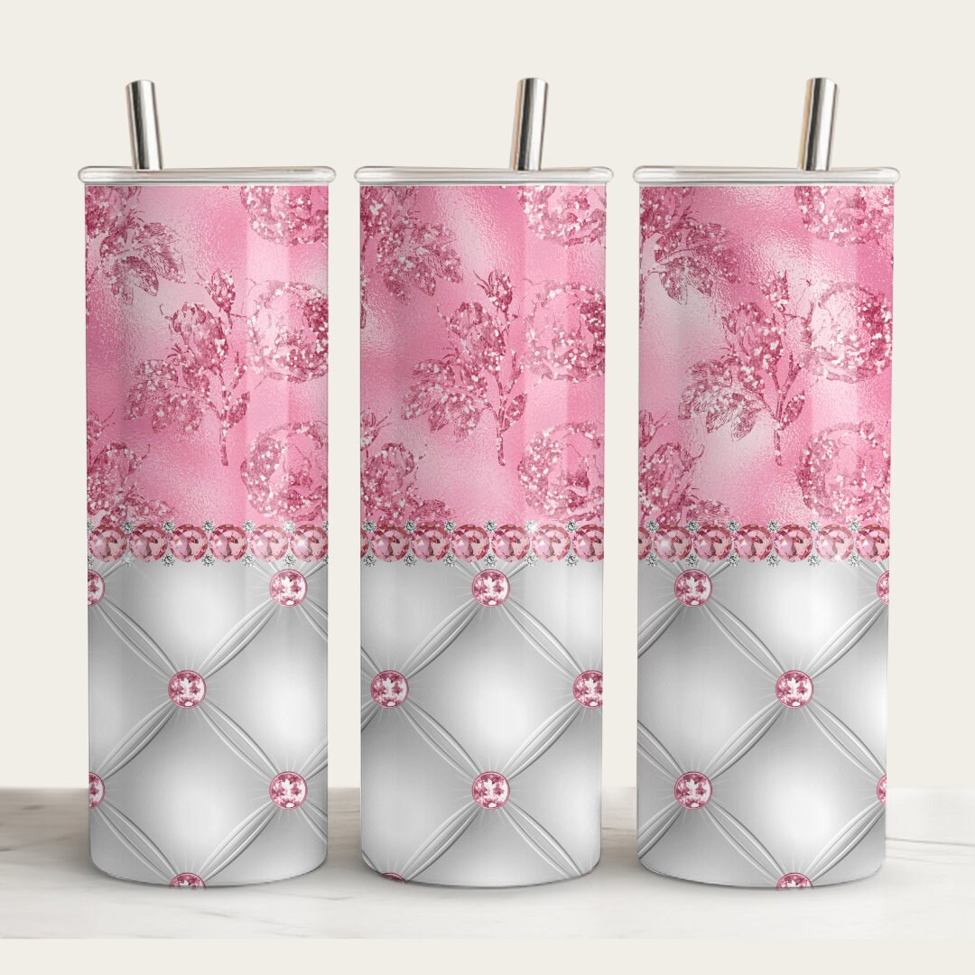 Pink Glam Tumbler Template: 20 Oz Straight Tumblers (PNG Digital ...