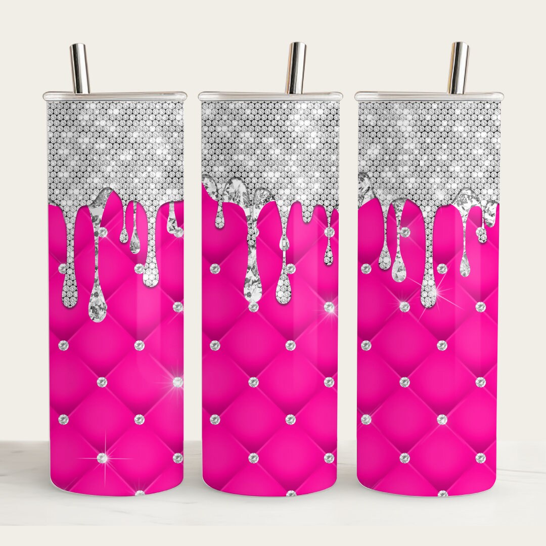 Fuchsia Pink Diamond Drip Luxury Glam 3-d Tumbler Template Wrap ...