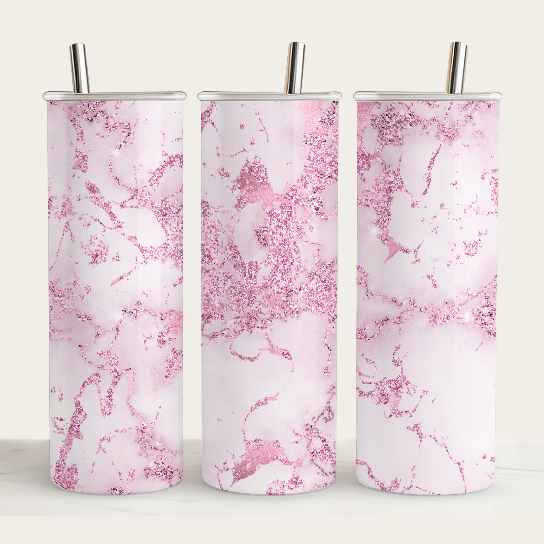 Pink Metallic Marble Tumbler Template Wrap / Bridesmaids Glam Tumbler ...