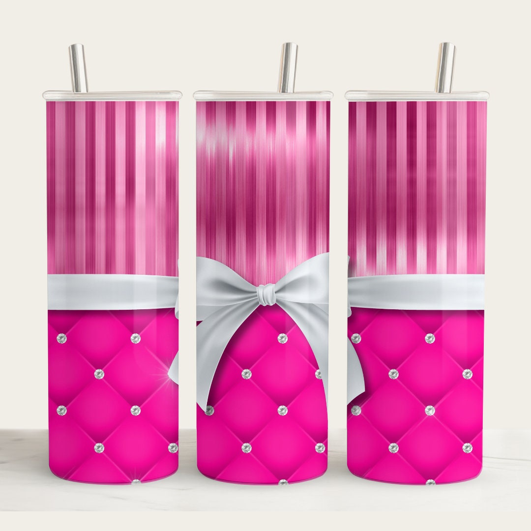 Half Fuchsia Pink Glam 3d Tumbler Template Wrap / Sublimation ...