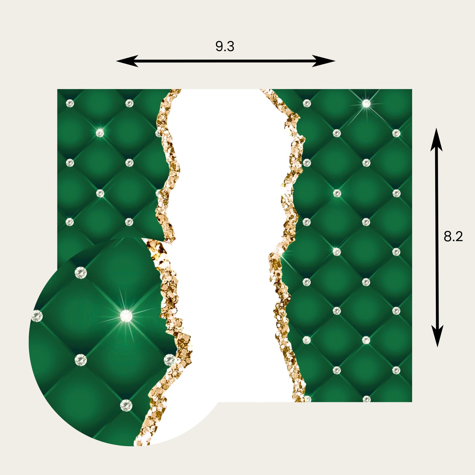 Emerald Green Diamond Tumbler Template: Glam Sublimation Design (PNG ...