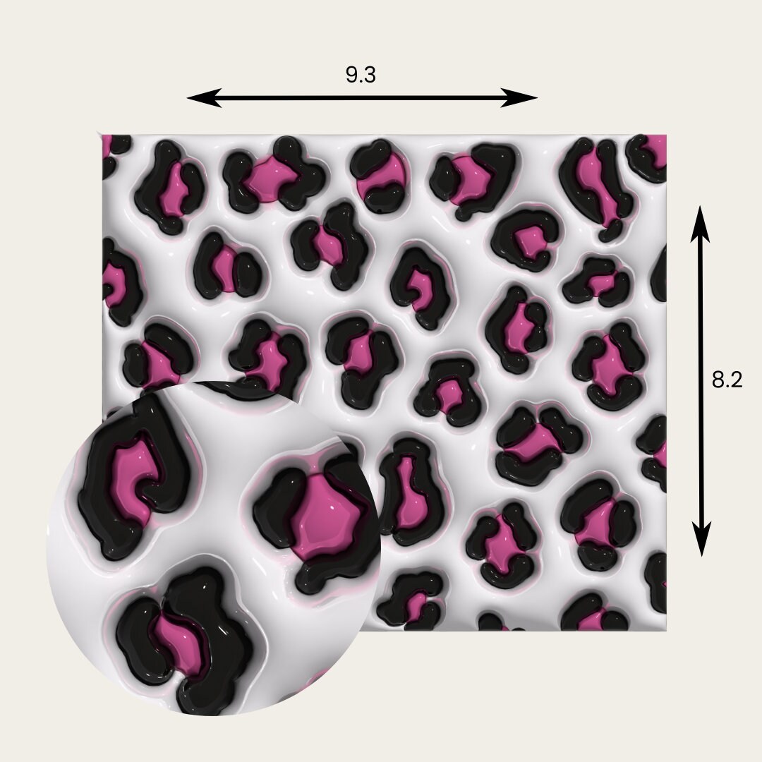 3D Puff Inflated Fuchsia Pink Leopard Print Tumbler Wrap / Sublimation ...