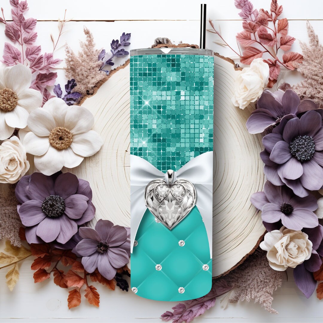 Turquoise Glam Tumbler Template: 3D Luxury Design (PNG) - Etsy