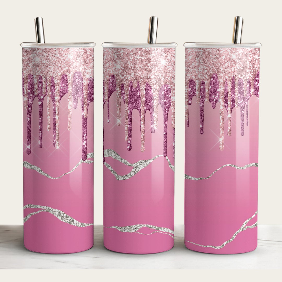 Pink Ice Cream Drip Glam Tumbler Template Wrap / Tumbler Sublimation ...