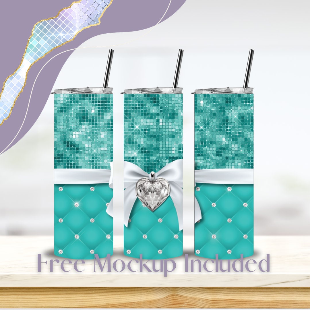 Turquoise Glam Tumbler Template: 3D Luxury Design (PNG) - Etsy