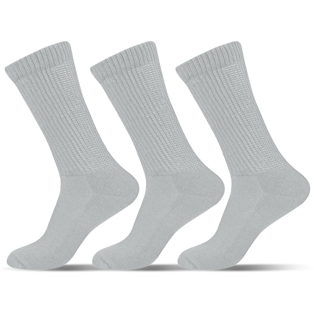 3 Pairs Mens Grey Solid Sports Athletic Work Crew Long Cotton Socks - Etsy
