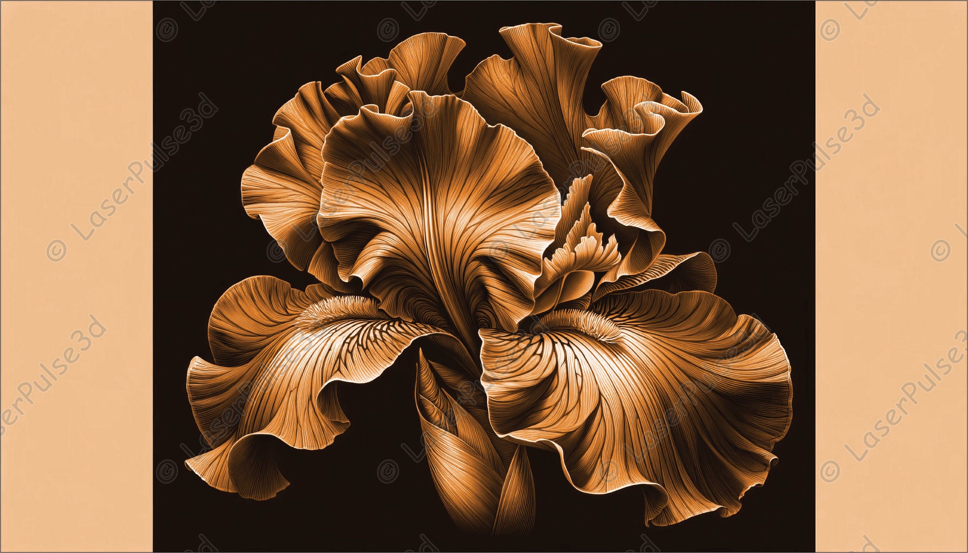 Purple Iris Flower Laser Engrave Image Laser Burn PNG File 3D Laser ...