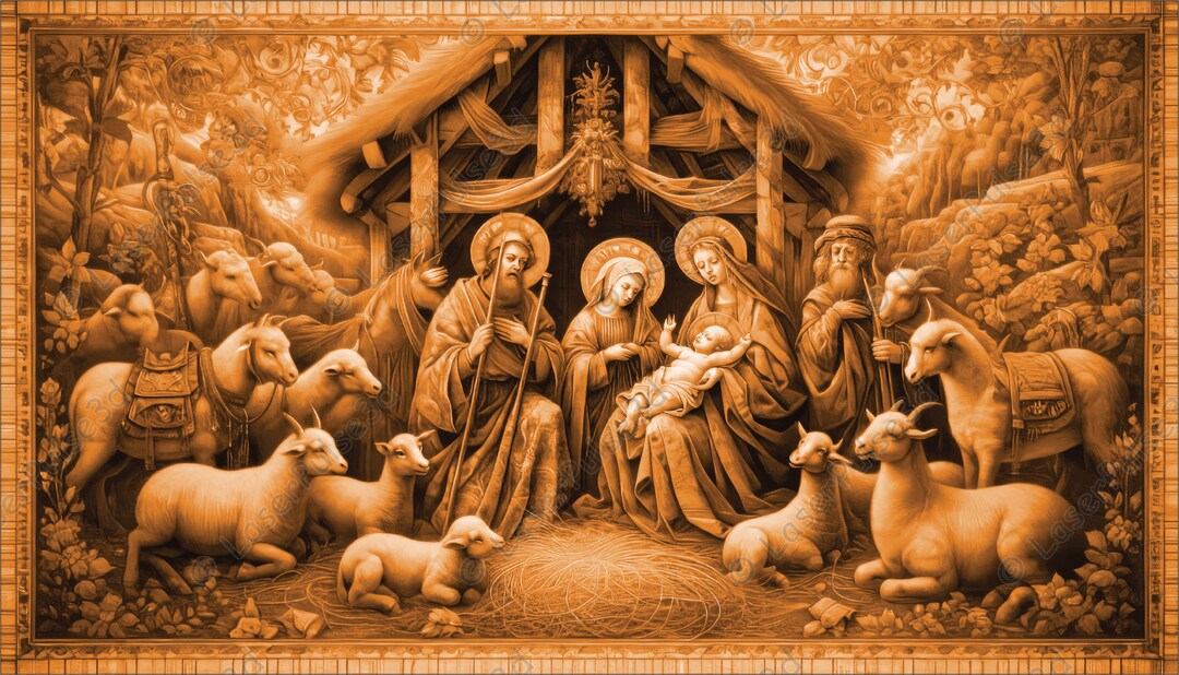 Christmas Nativity Scene Laser Engrave Image | Laser Burn PNG File | 3D ...