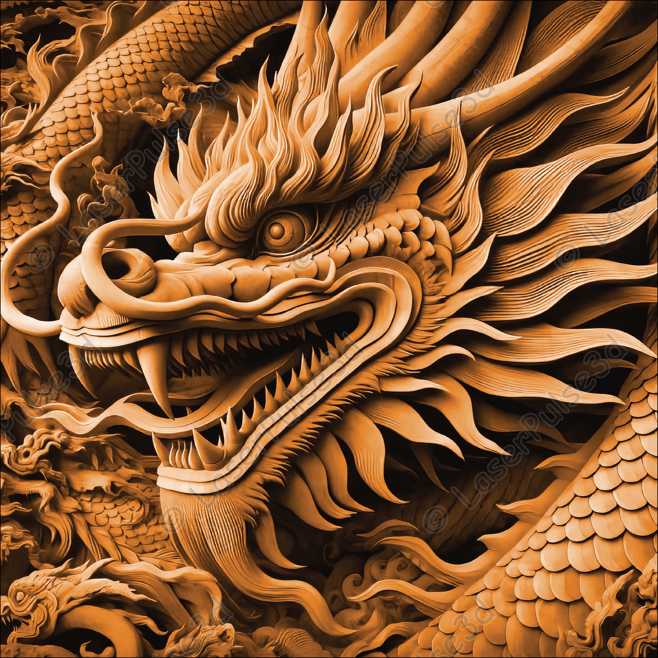Dragon Laser Engrave Image Laser Burn PNG File 3D Laser Ready File High Resolution Photo 3D ...