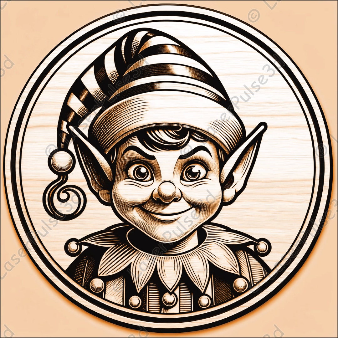 Christmas Elf Laser Engrave Image | Laser Burn PNG File | 3D Laser ...